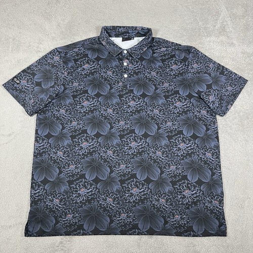 Sunday Swagger Polo Shirt Mens 2XL Blue Floral Golf Golfing Performance ...