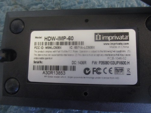 Imprivata Model: HDW-IMP-60 USB Proximity Reader. Good Used Retired ...