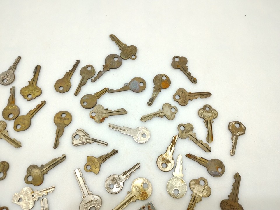 Lot of 55 Misc. Vintage Keys for Old Padlocks Drawers Boxes Doors etc ...