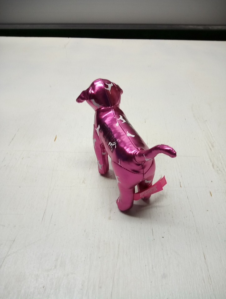Victorias Secret Plush Dog Pink White Logo Metallic 6 inch Stuffed ...