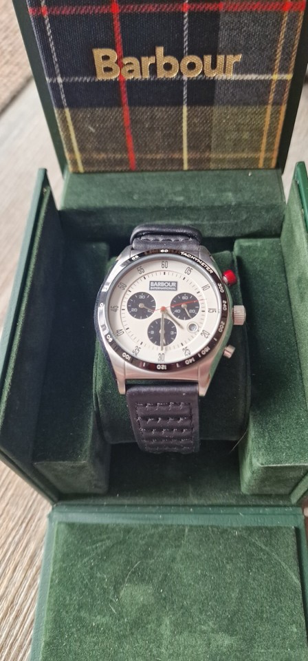 BARBOUR GENUINE GENTS BOSWELL CHRONOGRAPH WATCH MODEL BB025WHBK BOXED ...