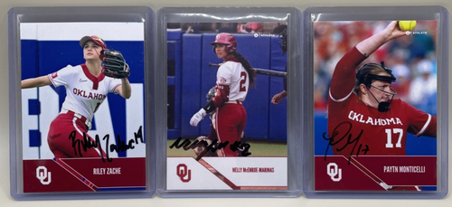 2025 Oklahoma Sooners OU Softball 3 Signed Auto Cards Zache, Monticelli ...