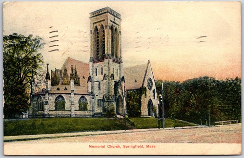 Springfield Massachusetts MA, 1908 Memorial Church, Entrance, Driveway ...