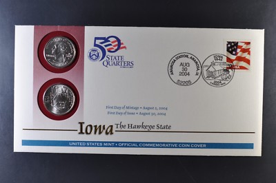 2004 Iowa P&D State Quarter First Day Coin Cover + 37 cent Stamp-SEALED ...