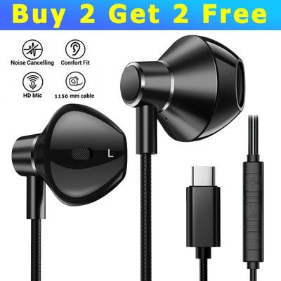 USB-C HIFI Super Bass Headset In-Ear Earphone Stereo Earbuds Headphone ...