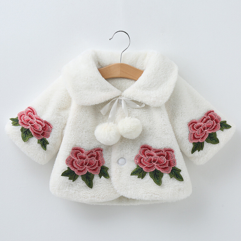 Infant Baby Girls Warm Rose Floral Thicken Coat Winter Outwear Jacket ...