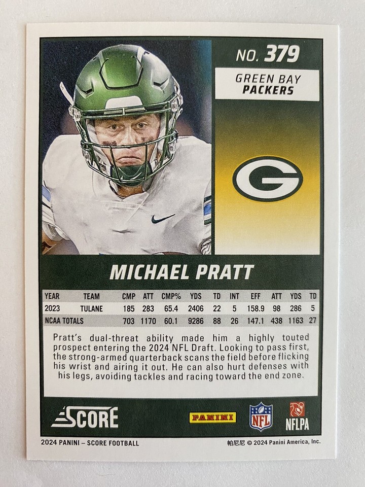 2024 Panini Score Football #379 Michael Pratt Green Bay Packers RC | eBay