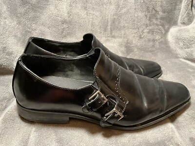 Men's Stacy Adams Kilgore Plain Toe Double Monk Strap Shoes Black 20206 ...