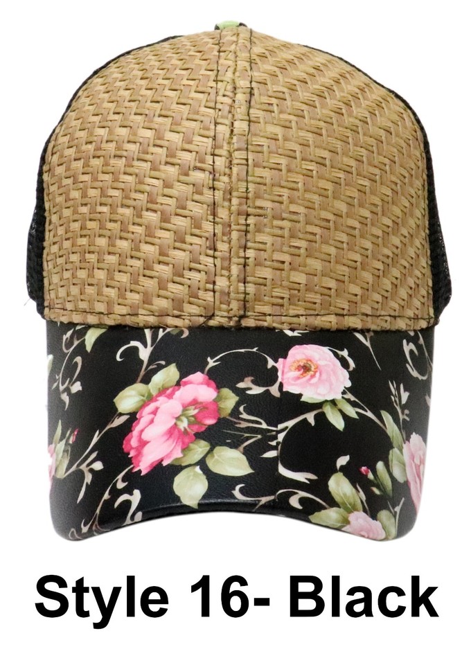 Men Women New Wicker Straw Woven Baseball Cap Curved Visor Summer Hat ...