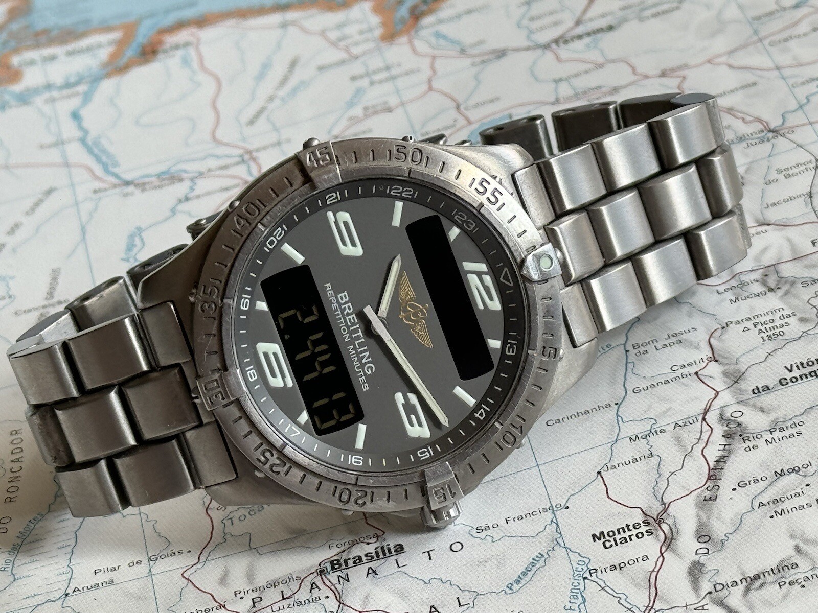 Breitling Aerospace E65362 Dual Digital Analog Men Titanium Grey ...