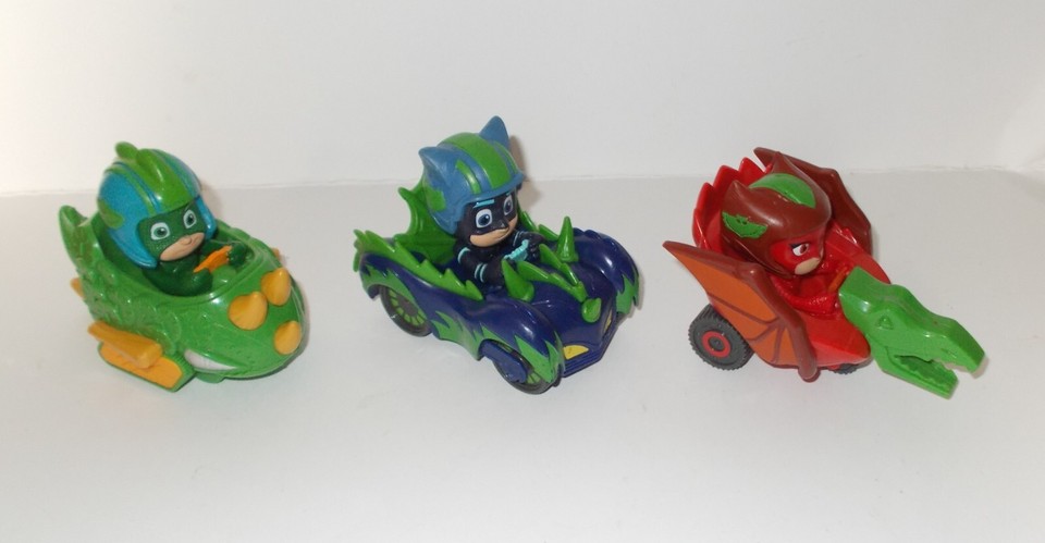 PJ MASKS SET DINO TROUBLE DINOSAUR CARS VEHICLES ROMEO NIGHT NINJA ...