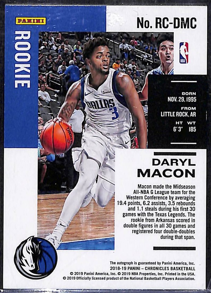 2018-19 Panini Chronicles DARYL MACON (RC) Mavericks /75 Rookie ...