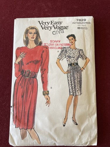 Vogue 7829 NEW Classic Dress Semi Fitted Size 8-12 EASY | eBay