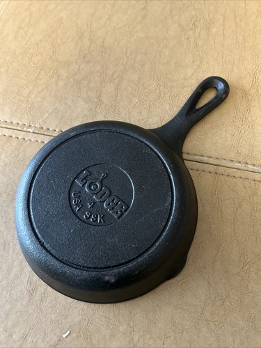 CAST IRON NO.3 LODGE SKILLET 6 1/2” W/ HEAT RING~USA 3SK EGG DROP LOGO ...