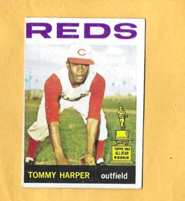 1964 topps # 330 TOMMY HARPER cincinnati reds FIRST SOLO CARD gold cup ...