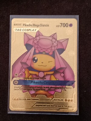 Pokemon Pikachu Mega Diancie 700 HP Gold Foil Card with Top Loader MINT ...
