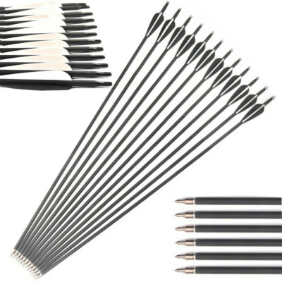 12Pcs 30 inch Carbon Arrows OD 7.8mm Practice Archery For Compound ...