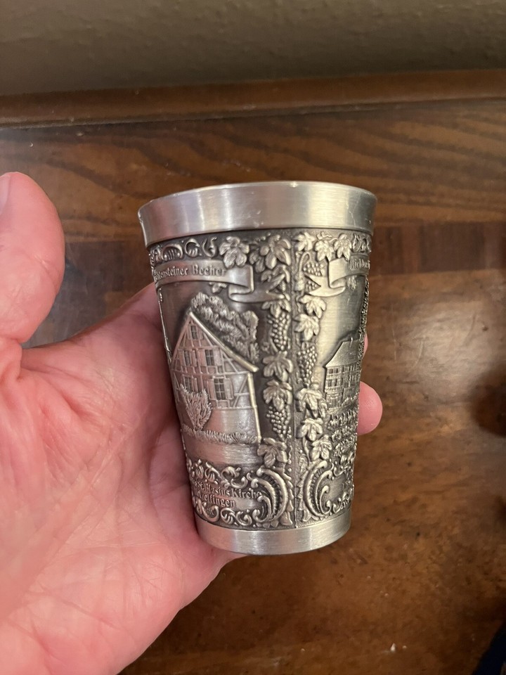 Vintage ZINN Becker German Pewter Wine Cup Embossed Mug | eBay