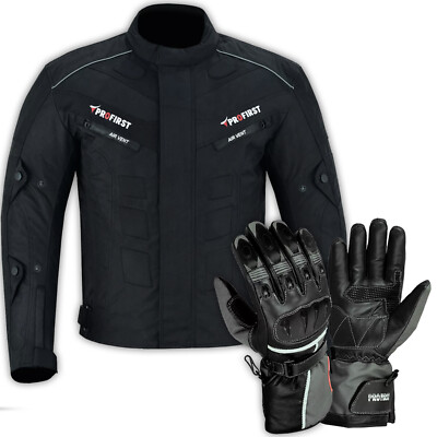 Profirst Motorcycle Jacket and Gloves Waterproof Racing Armoured ...