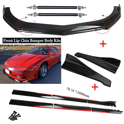Front Rear Bumper Lip Spoiler Splitter Body Kit Side Skirt For ...