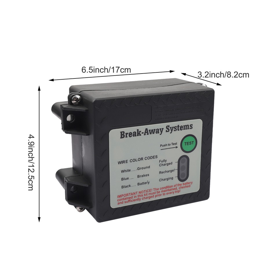 NEW Trailer Electric Break Away Brake Kit 12V Battery (Not Incl ...