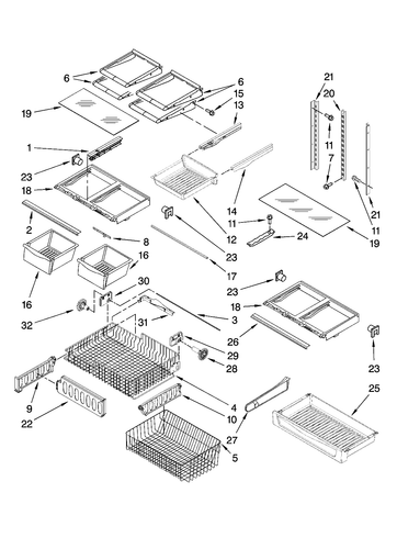Whirlpool Gold Refrigerator : Shelf End Support Ladder (67001317 ...