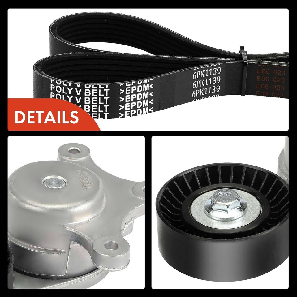 3Pcs Serpentine Belt Drive Component Kit for Ford Explorer Lincoln MKX ...