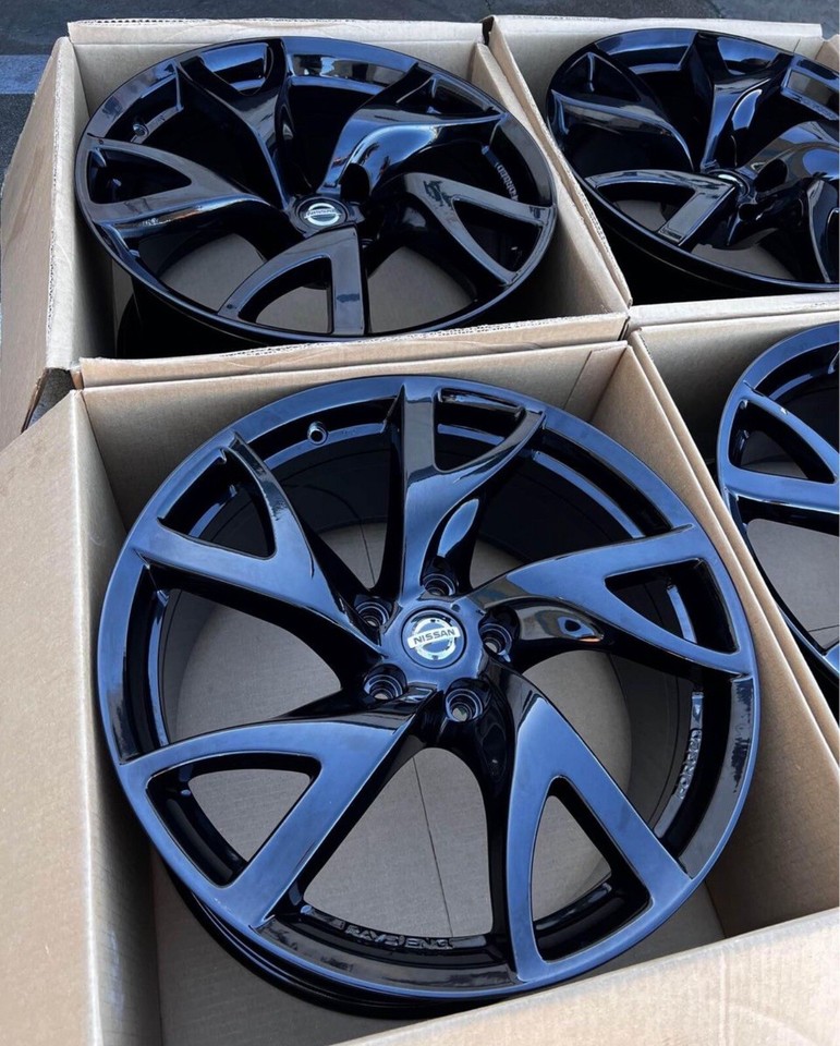 19” OEM Nissan 370Z 370 Z Rays Forged Wheels Rims Black Staggered ...