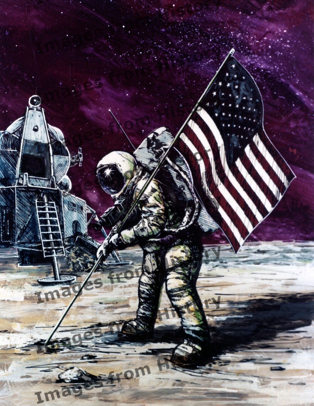 8x10 Print NASA Space Art Apollo 11 Flag Raising on Moon 1969 #1058 | eBay