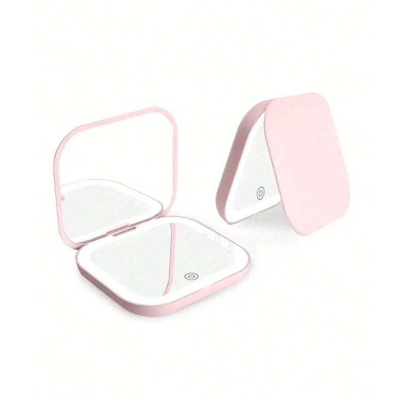 1pc Compact Mini LED Vanity Mirror - 2X Magnifying Portable Makeup ...
