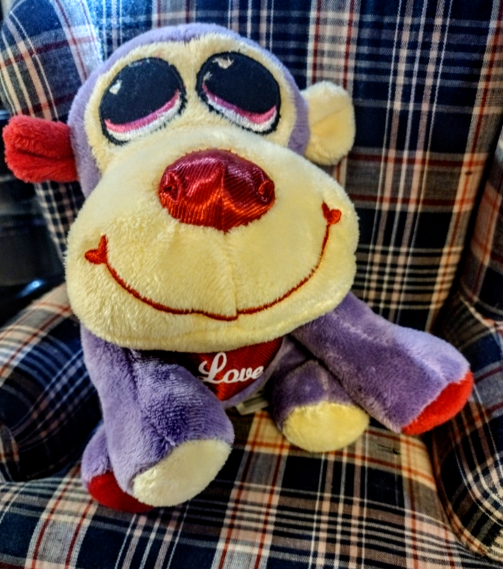 Vintage Dan Dee Collectors Choice LOVE Valentine Purple Stuffed Monkey ...