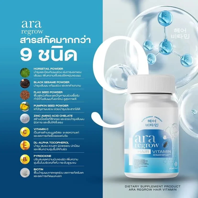 DHL EXPRESS 12X ARA REGROW Hair Vitamin Hair Loss Growth Regrow 20 ...