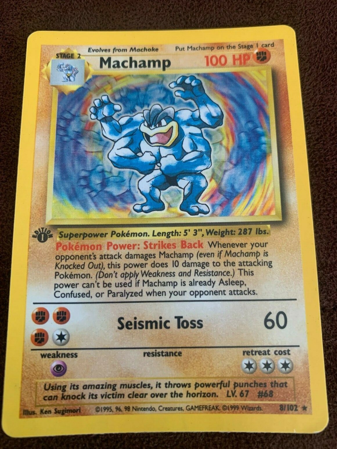 1st Edition Machamp 81/102 1995,96,98 Nintendo,Creatures,GAMEFREAK,1999 ...