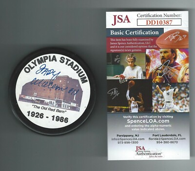 Gary Aldcorn Signed Detroit Red Wings Olympia Stadium Puck JSA ...