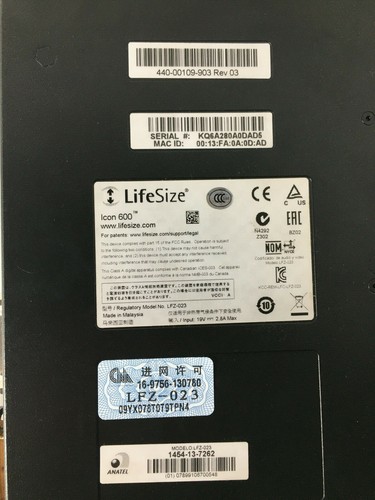 Lifesize Icon 600 Video Conference System 10X Camera Phone HD 2nd Gen ...