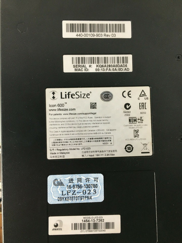 Lifesize Icon 600 Video Conference System 10X Camera Phone HD 2nd Gen ...