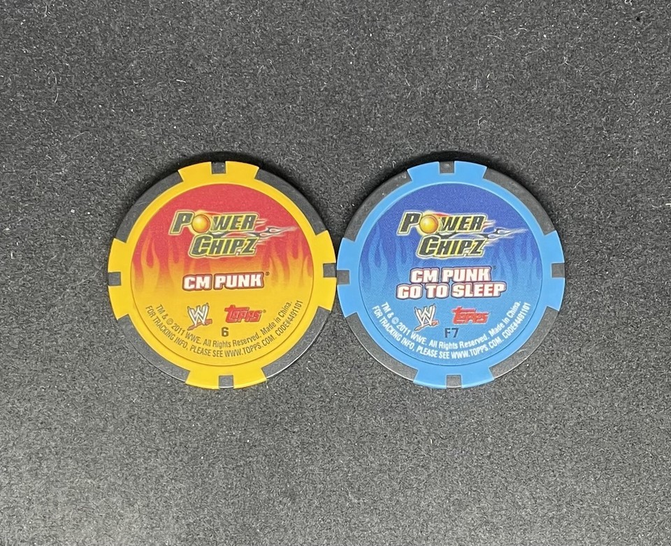 2011 Topps WWE Power Chipz CM Punk & CM Punk Go To Sleep 2 Poker Chips ...