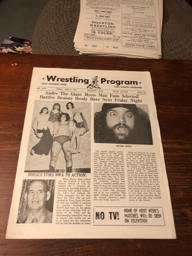 Vintage 06/03/1977 Houston, TX Paul Boesch Wrestling Program NWA/AWA ...