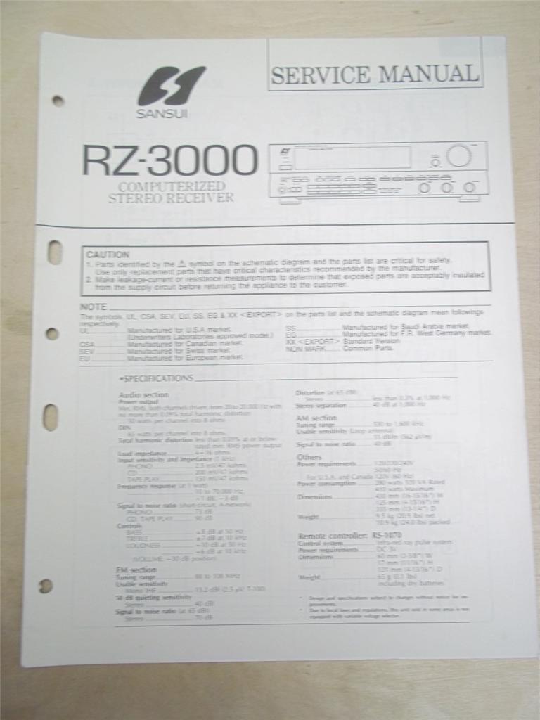 Sansui Service Manual~RZ-3000 Receiver~Original~Repair | eBay
