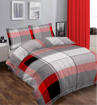 3 Pce Emperor Size Bedding Set Duvet Cover and Two Pillowcases Red and ...