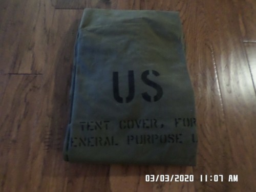 U.S ARMY CANVAS COVER GENERAL PURPOSE TENT COVER STORAGE TARP FLOOR ...