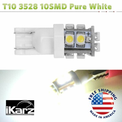 5X T10 3528 10-SMD LED Instrument Cluster Interior WHITE Light Bulb NEW ...