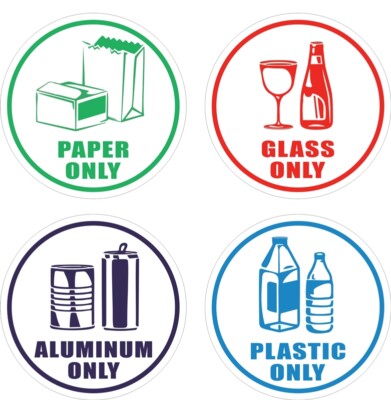 4" X 4", Paper Only Glass Only Aluminum Only Plastic Only, Recycle ...