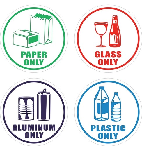 4" X 4", Paper Only Glass Only Aluminum Only Plastic Only, Recycle ...