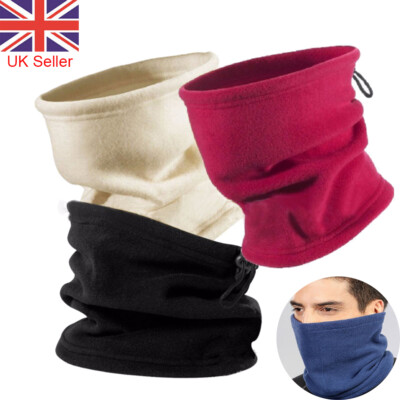 Adults Neck Warmer Fleece Black Cycling Winter Snood Mask Scarf Tube ...
