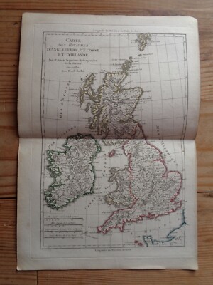 Map of the Kingdoms of England, Scotland and Ireland by Bonne 1780 | eBay