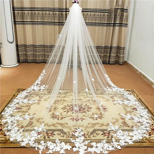 Wedding Bridal Veils 3 Meters Long Bride Cathedral Veil Train Shiny ...