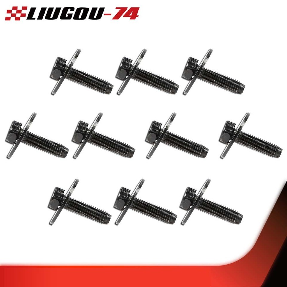 Fit For Ford Truck Body Bolts & U-nut Clips- M6-1.0 x 25mm- 10mm Hex ...