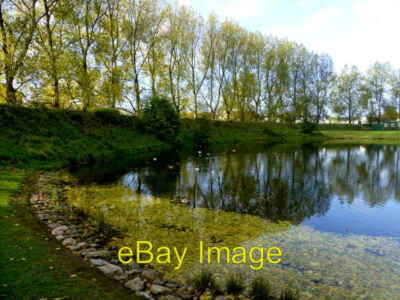 Photo 6x4 Leaves in the boating pond, Omagh An Oghmagh Looking west ...