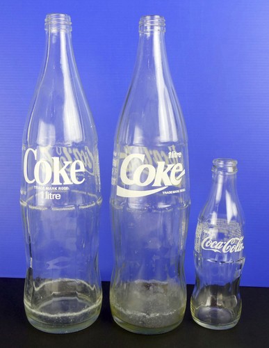 COCA COLA Coke Bottle Bulk Lot Vintage 1 Litre 250ml clear glass ...